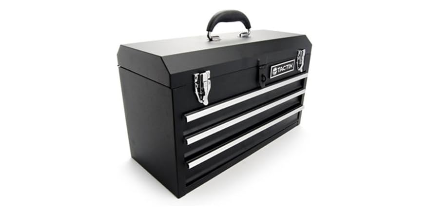 Tactix Three-Drawer Portable Steel Tool Box