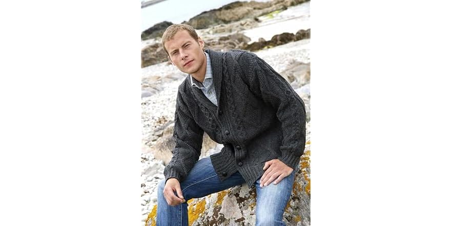 Aran Crafts Men's Irish Cable Sweater, Medium