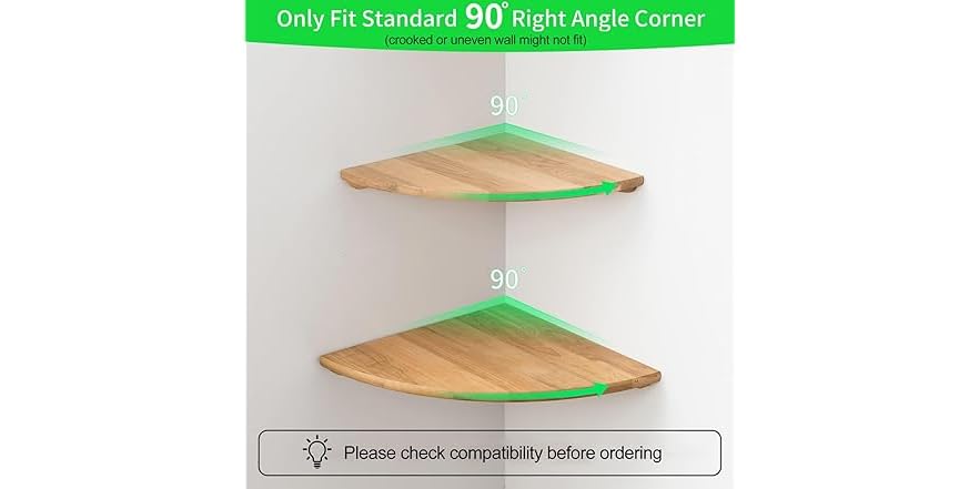 12" Solid Oak Wood Corner Shelf