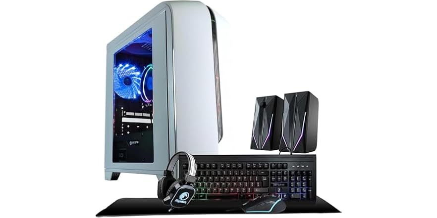 Periphio Warp Gaming PC Computer - AMD Ryzen 5 Gaming Bundle + RGB Speakers