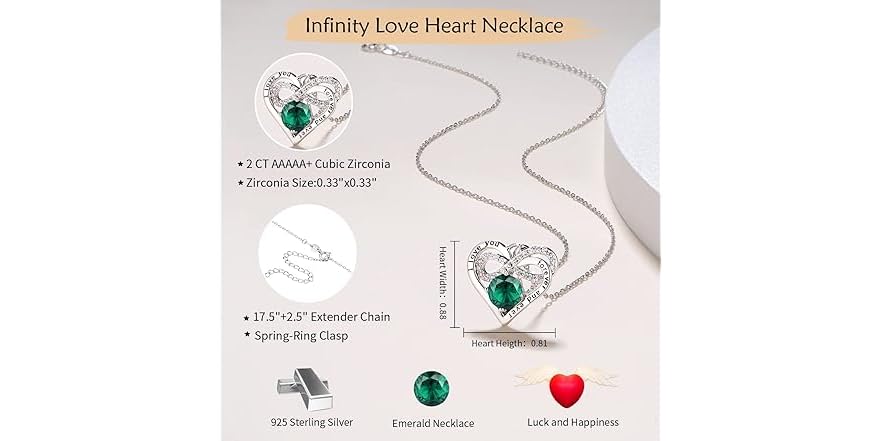 Momlovu Infinity Heart Necklace Silver