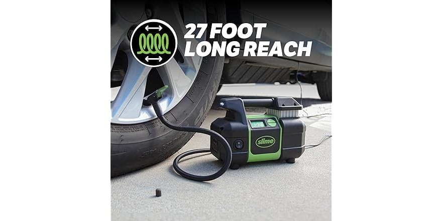 Slime 40063 Tire Inflator, Portable Air Compressor