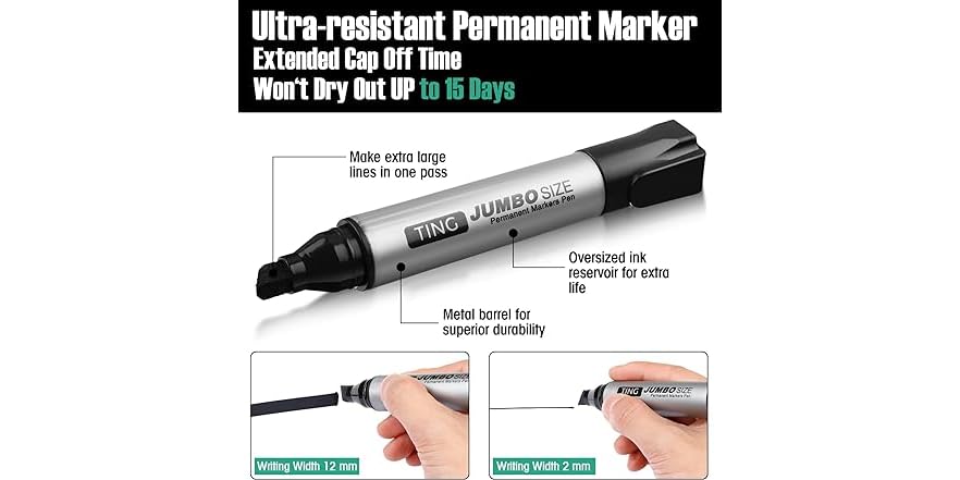 16 Pcs Jumbo Size Permanent Markers