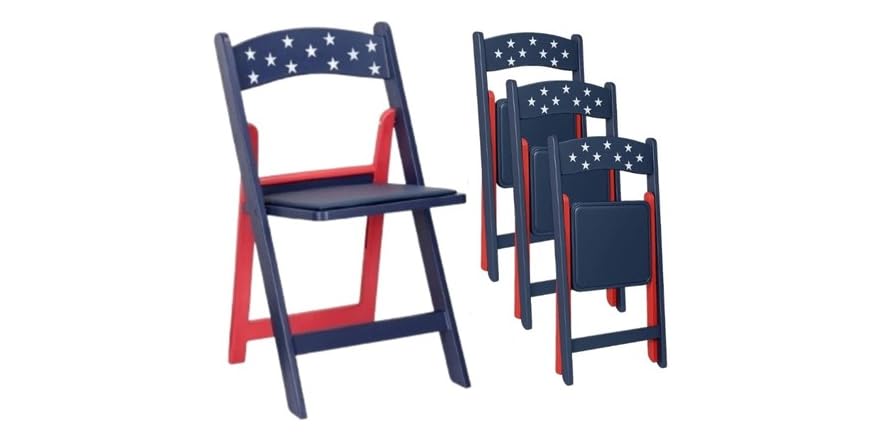 Red White and Blue Old Glory Resin Folding Chair, 4 Chair Pack