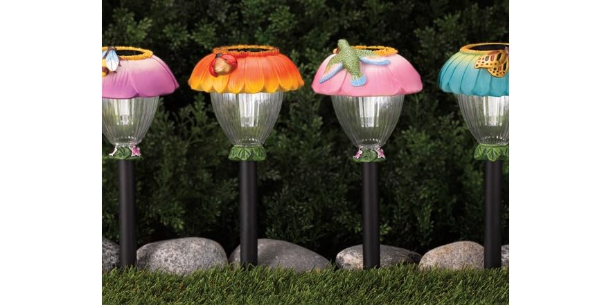 4-Piece Poly Top Solar Light Set