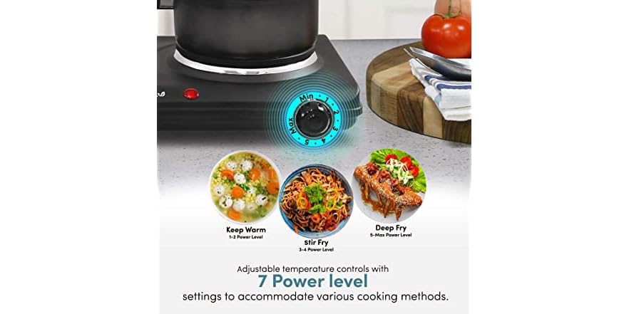 Elite Gourmet Countertop Double Cast Iron Burner