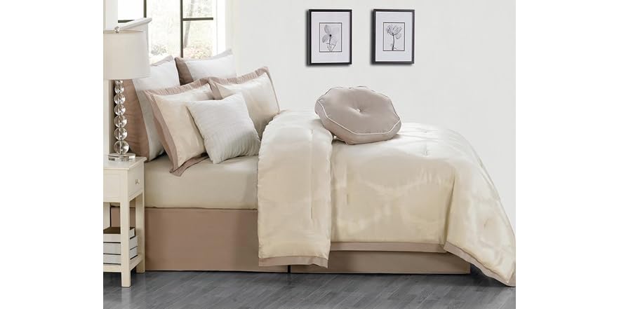 Hampshire 8pc Comforter Set-Champagne-2 Sizes