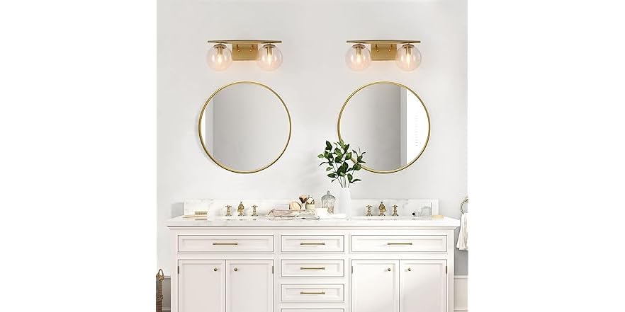 2-Light Gold Bathroom Light Fixture