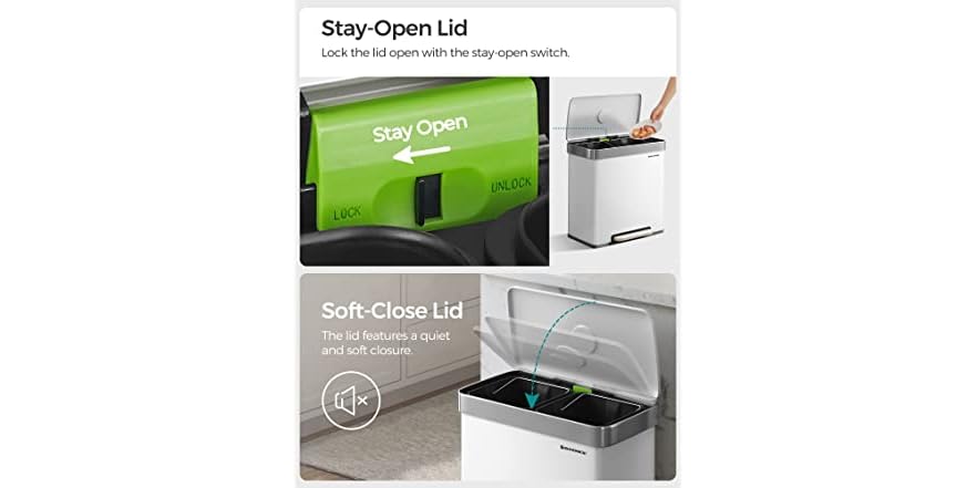 SONGMICS Kitchen Garbage Can