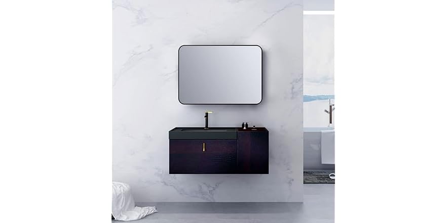 SNUGACE Black Metal Framed Mirror, 20” X 28”