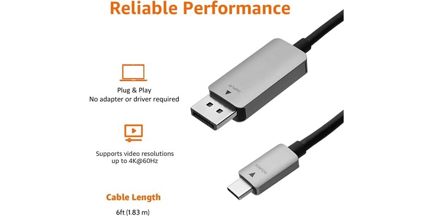 Amazon Basics DisplayPort to USB-C Cable