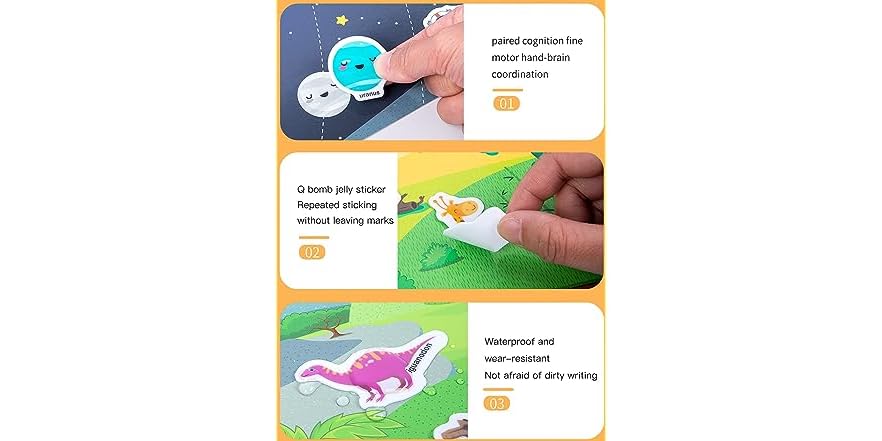 3 Pack Jelly Stickers Book for Kids