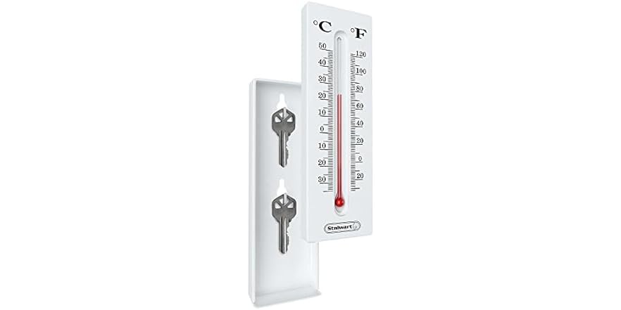 Wall Mount Thermometer with Key Storage