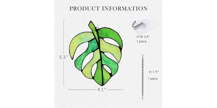 Monstera Stained Glass Window Hanging