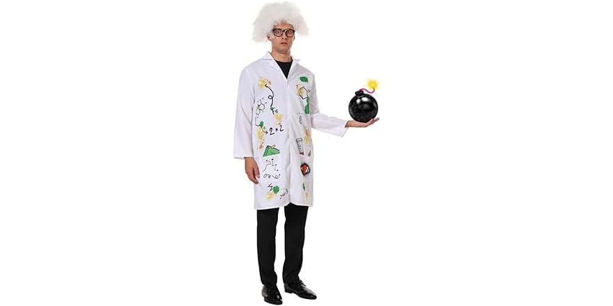 Mad Scientist Costume Lab Coat & Wig