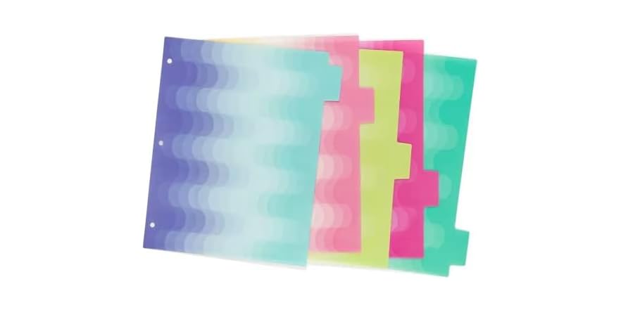 Collection U Brands Store 5ct Patterned Poly Tab Dividers Tidal Ombre