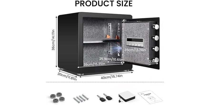 Kavey 1.6 CuFt Safe Box, Fireproof Safe