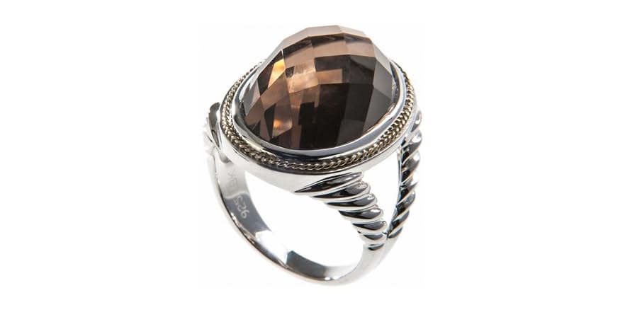 18kt Gold Accent Smokey Quartz Ring
