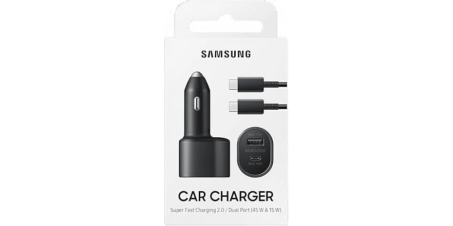 (2 Pack) Samsung Dual Port Super Fast Car Charger