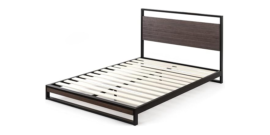 Zinus Full Size Bamboo and Metal Platform Bed Frame