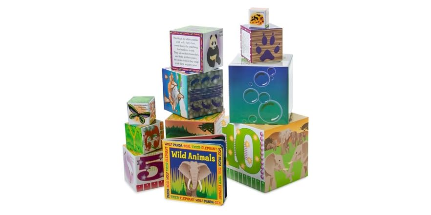 Wild Animals Nested Blocks and Book Set