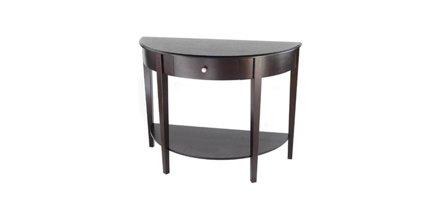 Large Half Moon/Round Hall Table with Drawer- Espresso