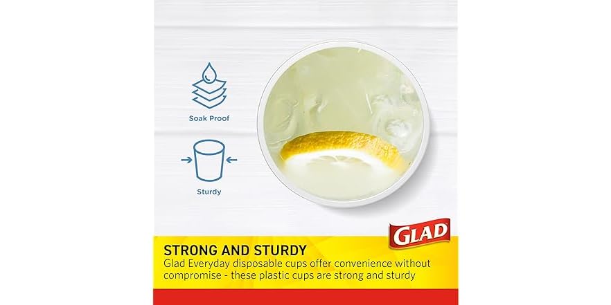 Glad Glad Everyday Clear Plastic Cups with Red, White,