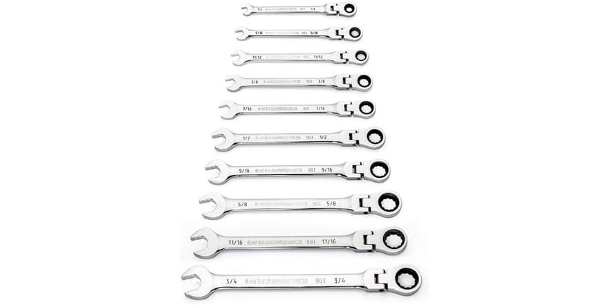 10Pc Gearwrench 86758 Set Wr Rat Flex Comb