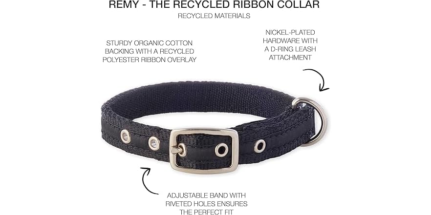 Adjustable Recycled Ribbon Dog Collar