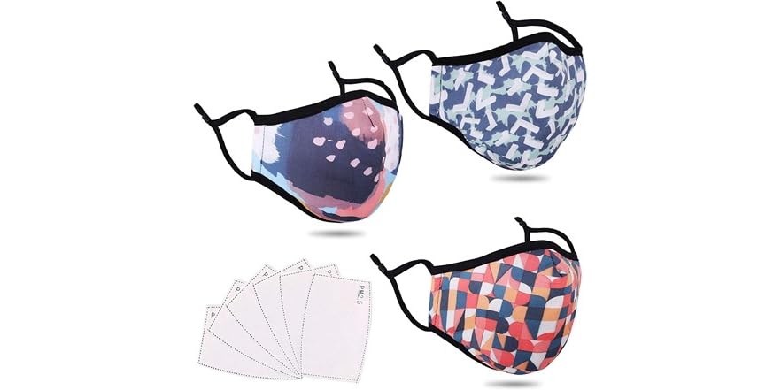 Adjustable Face Masks with Filters (3-Pack)