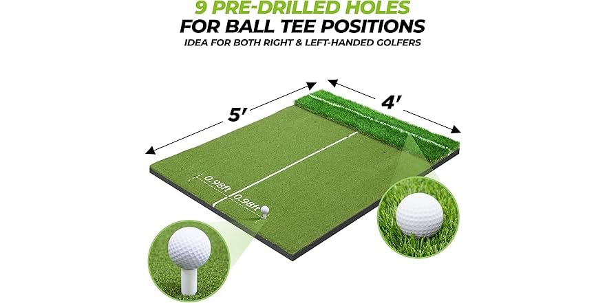 Golfguru 5x4ft Golf Mat with 26mm Dual Turf