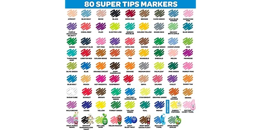 Crayola Supertips Washable Markers, 80ct