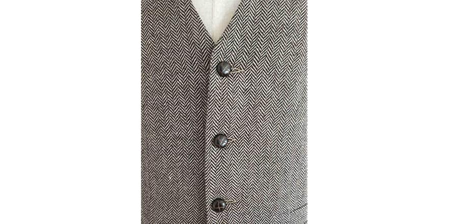 Wool Herringbone Groom Vest