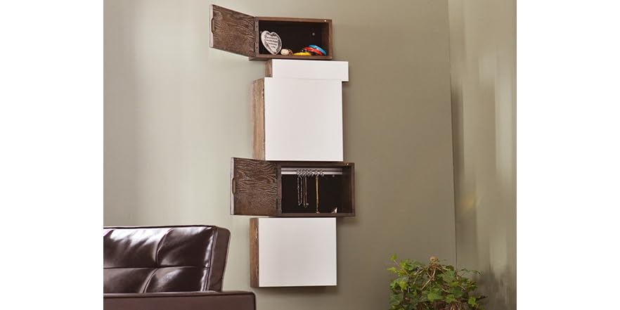 Mirrored Wall Mount Storage Box 5pc Set