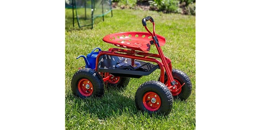 Sunnydaze QH-ESRC004-RD Red Rolling Garden Cart