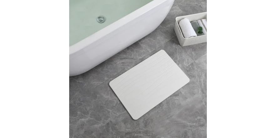 Off White Wave Stone Bath Mat, 24"x15"