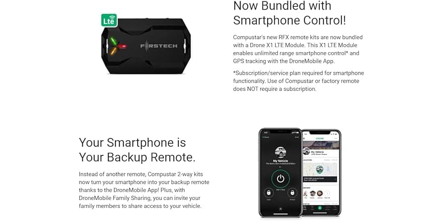 Compustar CSX4900-S 4-Button 2-Way, 3000' Remote Start System w/Drone ...