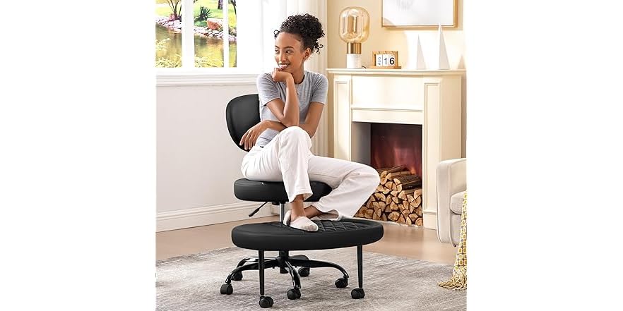 Ergonomic Cross Legged Office Chair with Wheels (Open Box)