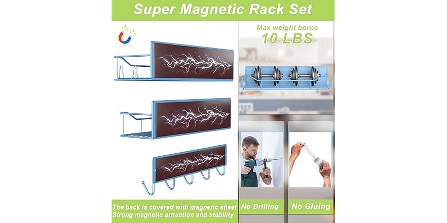 IYEBAU Magnetic Spice Rack 3pc Blue