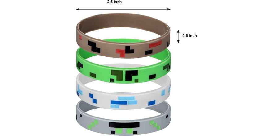 24 Pieces Silicone Minecraft Wristbands