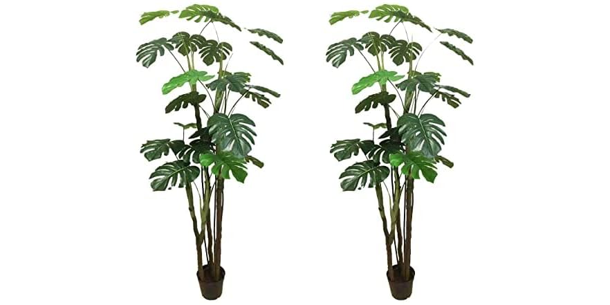 AMERIQUE Pair Lifelike 6 Feet Monstera