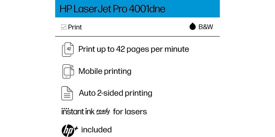 HP LaserJet Pro 4001dne Black & White Printer