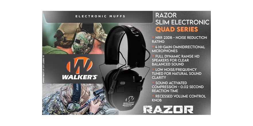 Walker's Razor Tacti-Grip Earmuffs 23 NRR