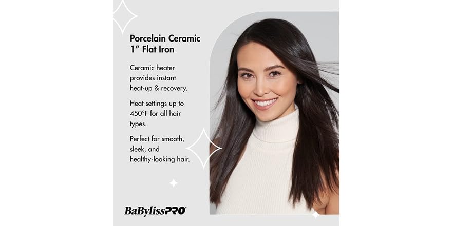 BaByliss Pro 1 in. Porcelain Ceramic Hair Straightener
