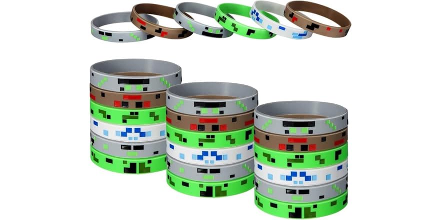24 Pieces Silicone Minecraft Wristbands