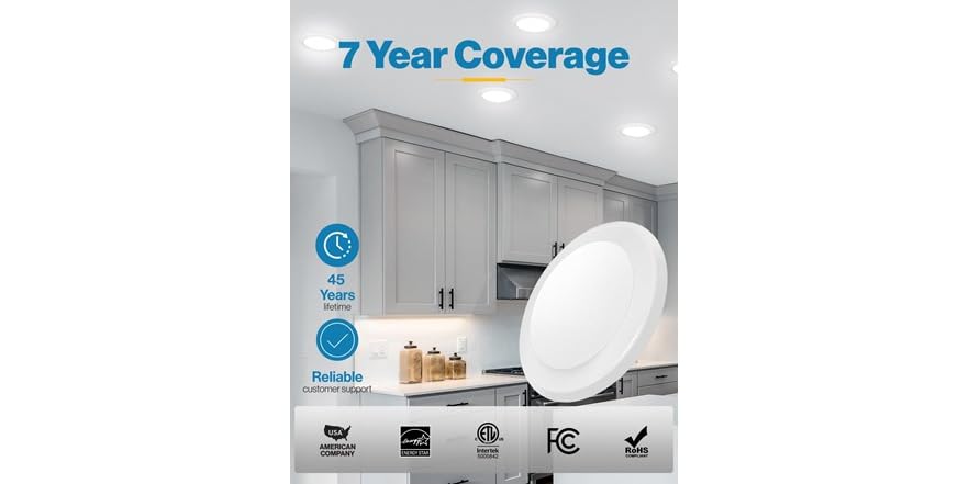 Sunco 12 Pack 5/6 Inch LED Disk Lights