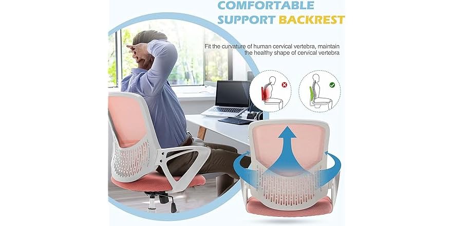 Ergonomic Pink Mesh Office Chair