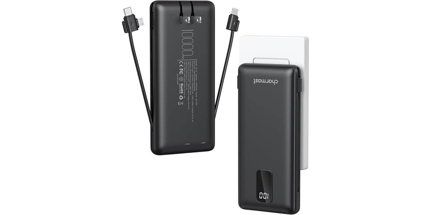 2 Pack 10000mAh Power Bank w/ Cables