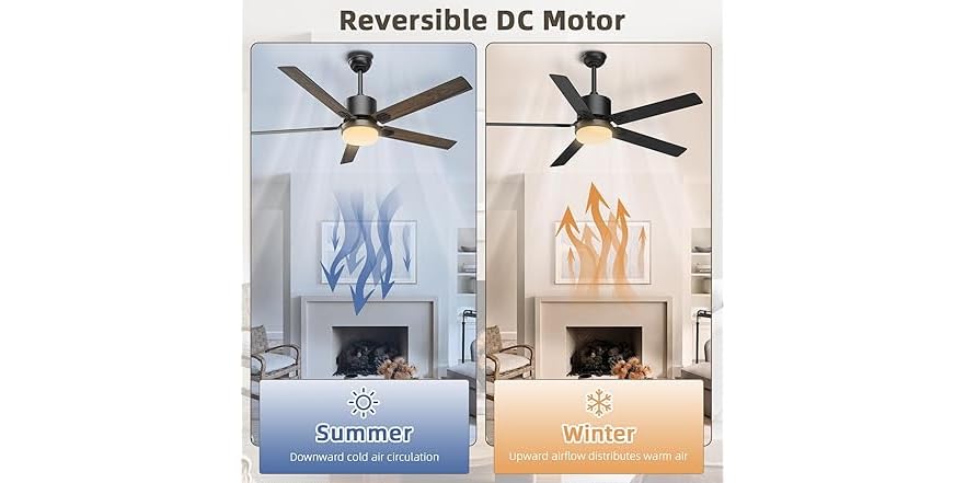 Sky sea Ceiling Fan with Light, Black, 52 inch