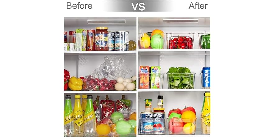 HOOJO Refrigerator Organizer Bins - 8pcs